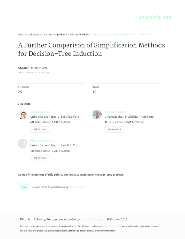 Pdf A Further Comparison Of Simplification Methods For Decision Tree