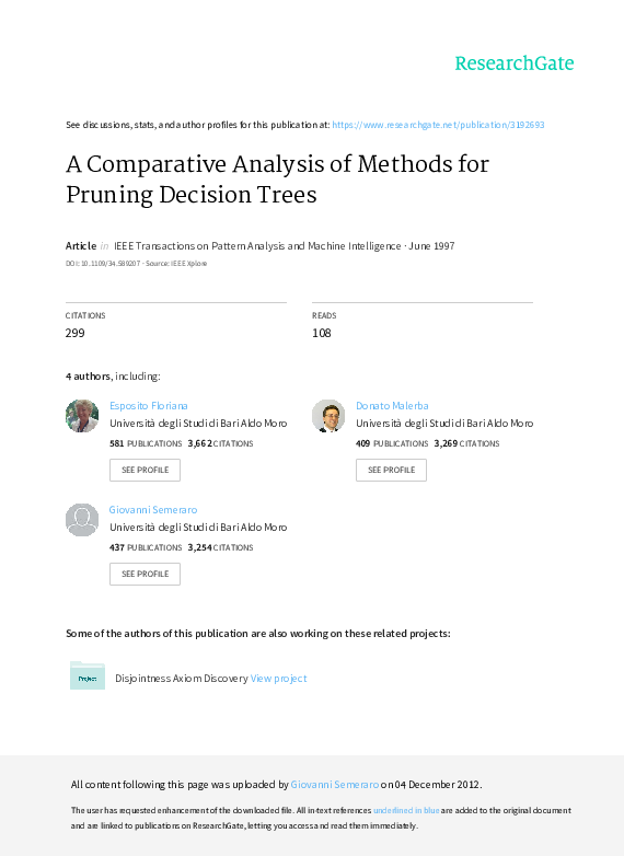 (PDF) A comparative analysis of methods for pruning decision trees