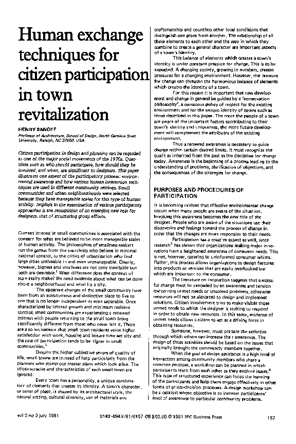 (PDF) Human exchange techniques for citizen participation in town ...