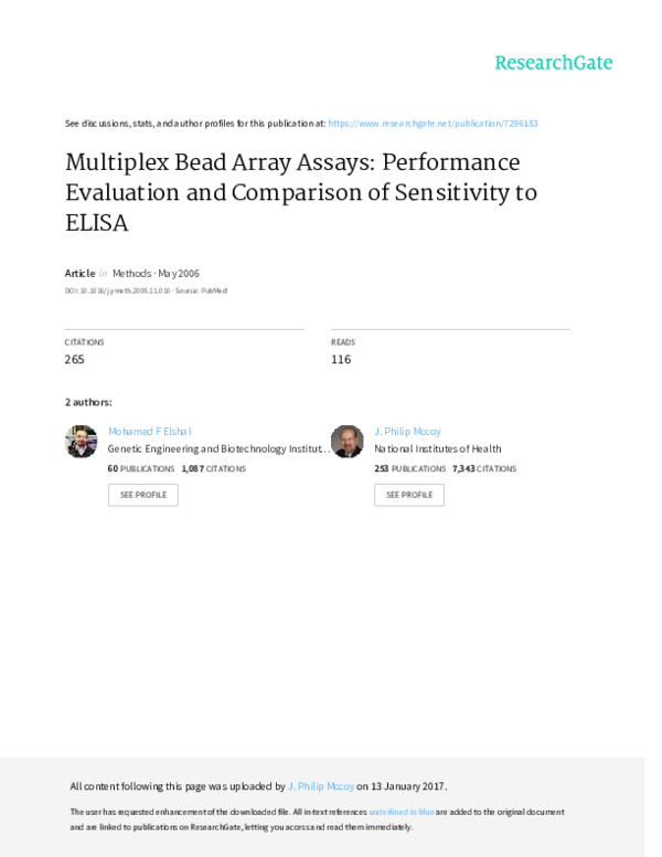 (PDF) Multiplex bead array assays: Performance evaluation and ...
