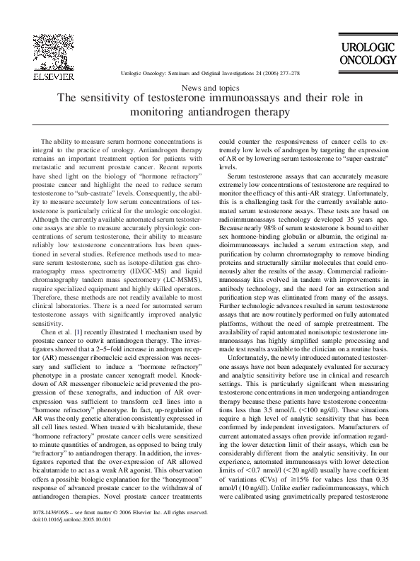 (PDF) The sensitivity of testosterone immunoassays and their role in ...