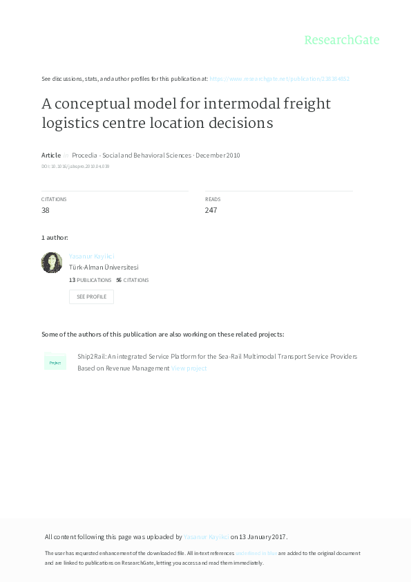 (PDF) A conceptual model for intermodal freight logistics centre ...