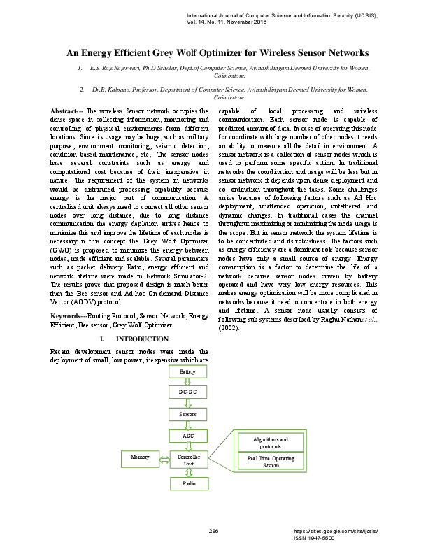 (PDF) An Energy Efficient Grey Wolf Optimizer for Wireless Sensor Networks