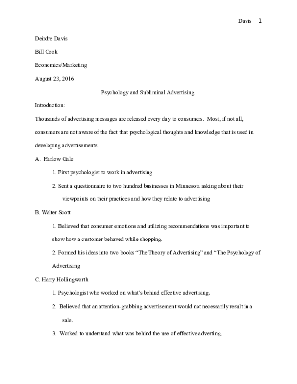 (DOC) Advertising outline | deirdre davis - Academia.edu