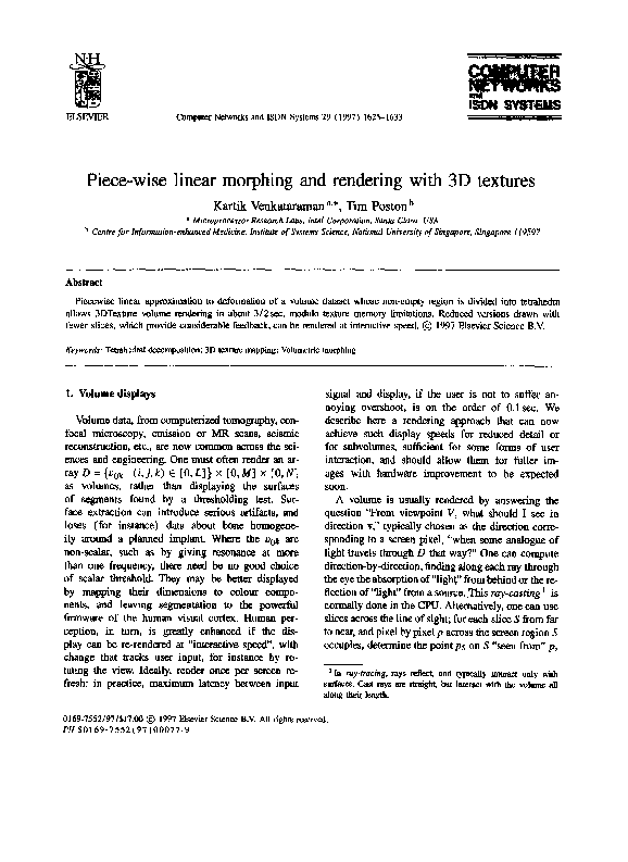 (PDF) Piece-wise linear morphing and rendering with 3D textures