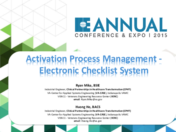 (PDF) Activation Process Management - Electronic Checklist System
