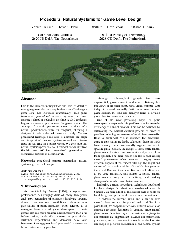 (PDF) Procedural Natural Systems for Game Level Design | Rafael Bidarra ...