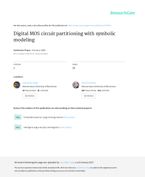 (PDF) Digital MOS circuit partitioning with symbolic modeling