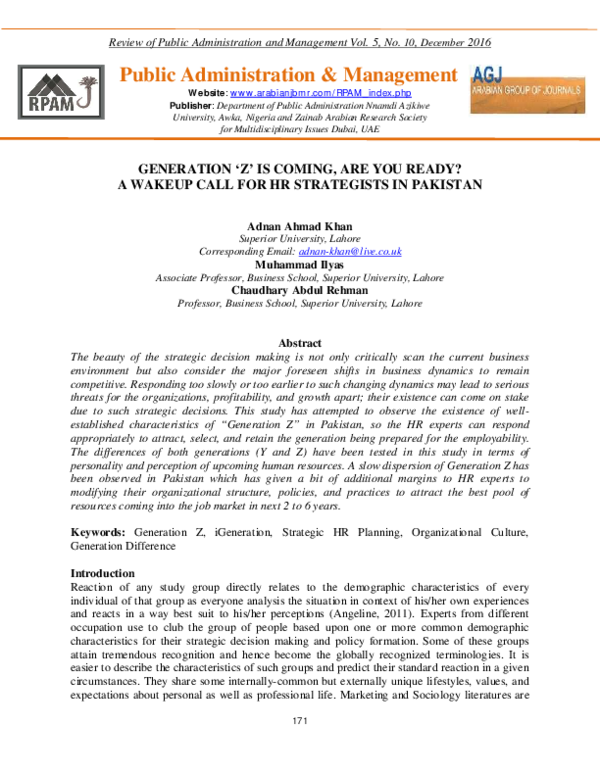 (PDF) Generation Z is Coming, Are You Ready? A Wakeup Call for HR ...