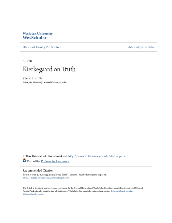 (PDF) Kierkegaard on Truth