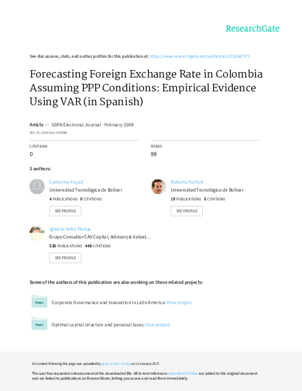 (PDF) Forecasting Foreign Exchange Rate in Colombia Assuming PPP ...