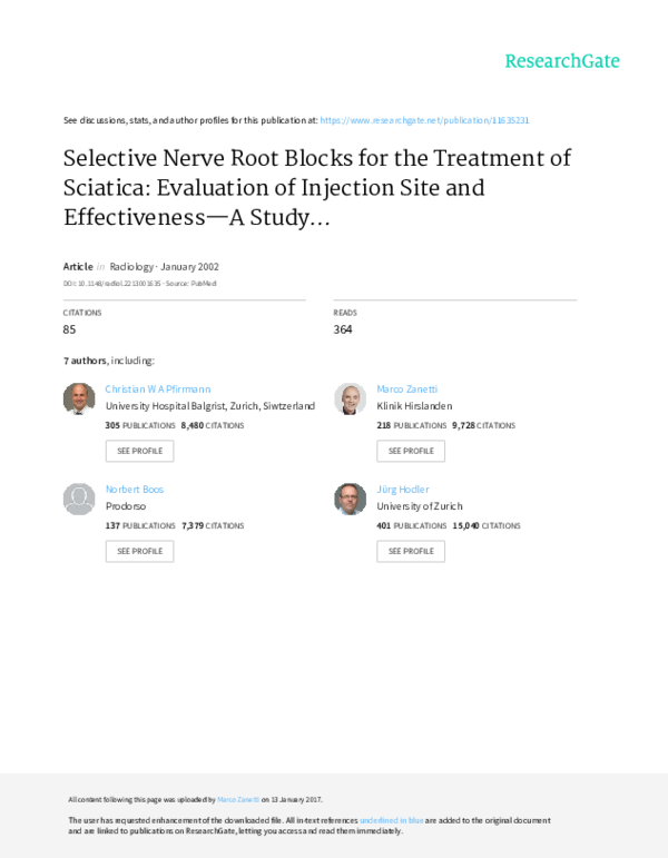 (PDF) Selective Nerve Root Blocks for the Treatment of Sciatica ...