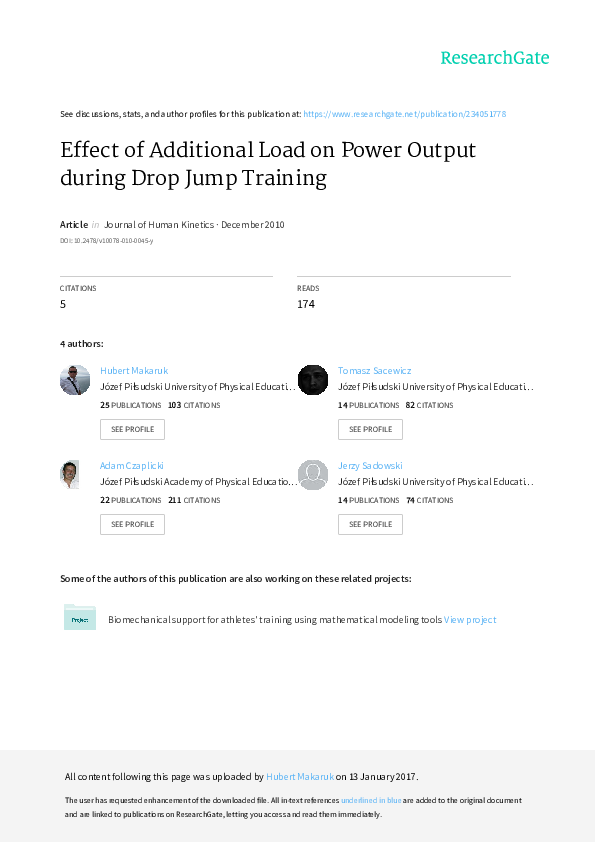 (PDF) Effect of Additional Load on Power Output during Drop Jump Training