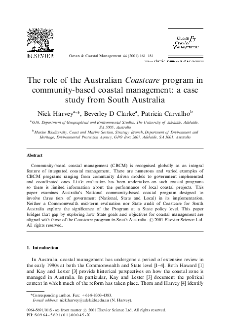 (PDF) The role of the Australian Coastcare program in community-based ...