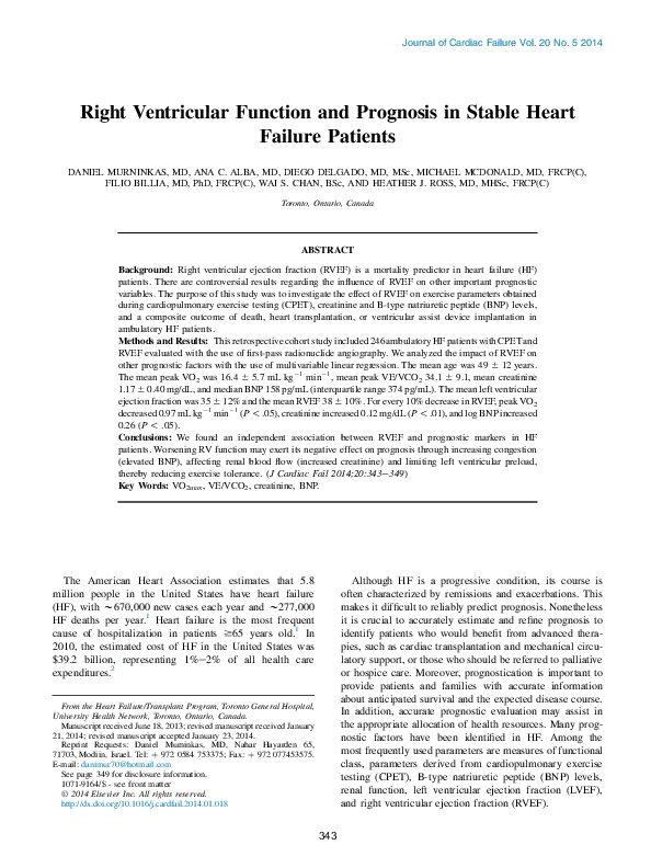 (PDF) Right Ventricular Function and Prognosis in Stable Heart Failure ...