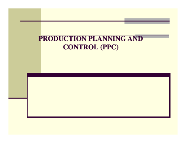 (PDF) PRODUCTION PLANNING AND PRODUCTION PLANNING AND CONTROL (PPC ...