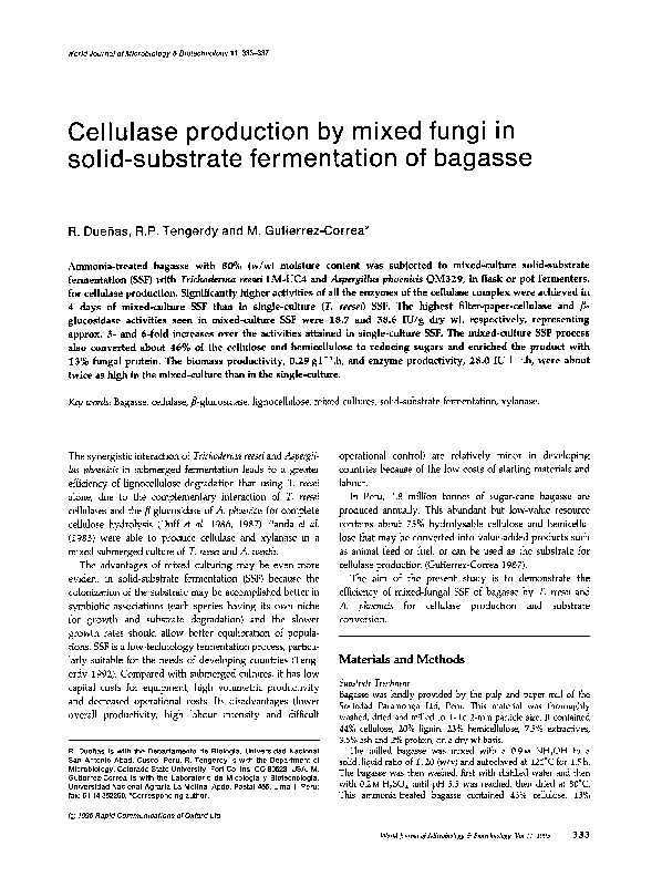 (PDF) Cellulase production by mixed fungi in solid-substrate ...