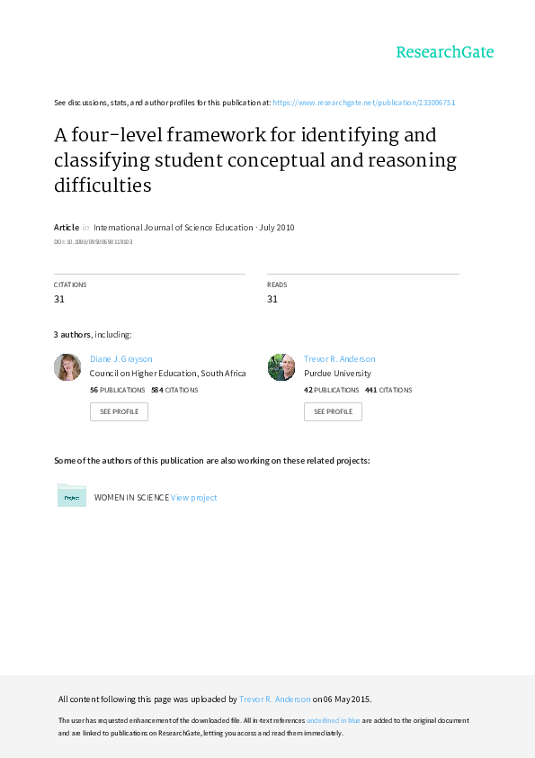 (PDF) A four-level framework for identifying and classifying student ...