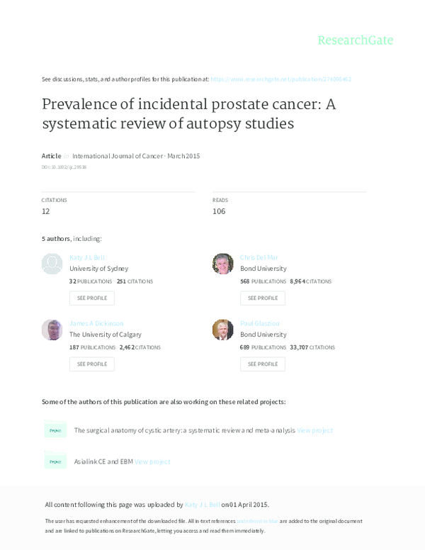 (PDF) Prevalence of incidental prostate cancer: A systematic review of ...