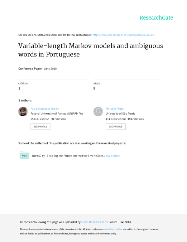(PDF) Variable-length Markov models and ambiguous words in Portuguese