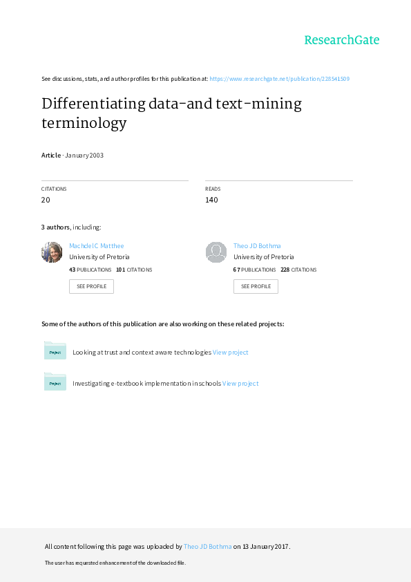 (PDF) Differentiating data-and text-mining terminology