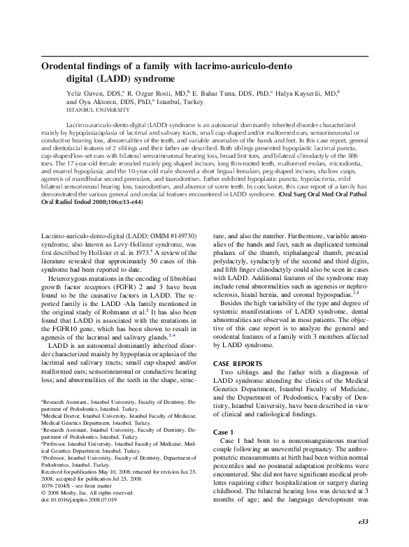 (PDF) Orodental findings of a family with lacrimo-auriculo-dento ...