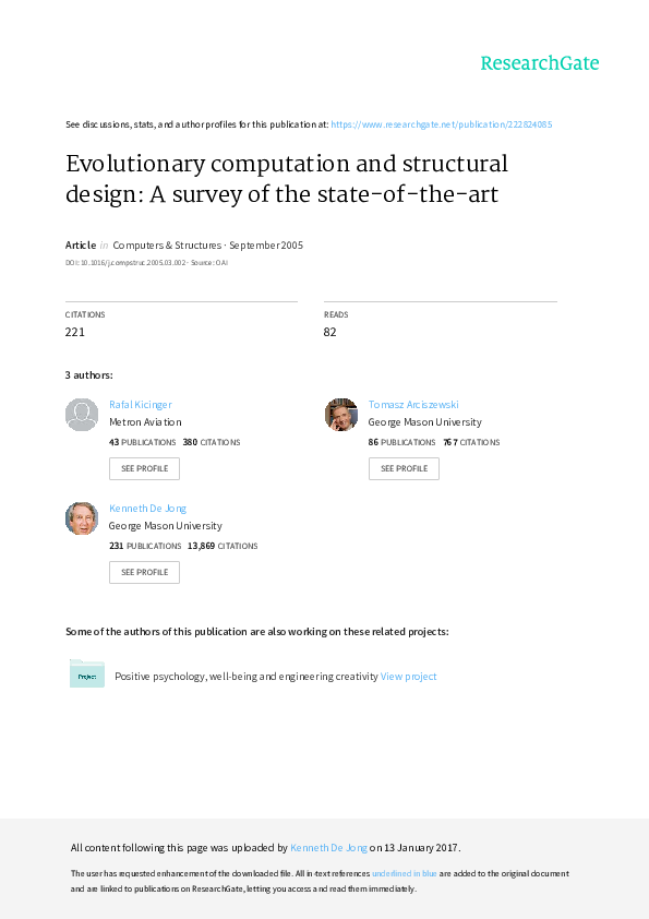 (PDF) Evolutionary computation and structural design: A survey of the ...