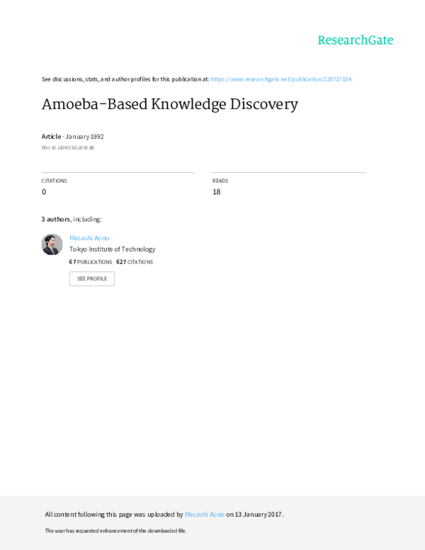 (PDF) Amoeba-Based Knowledge Discovery System