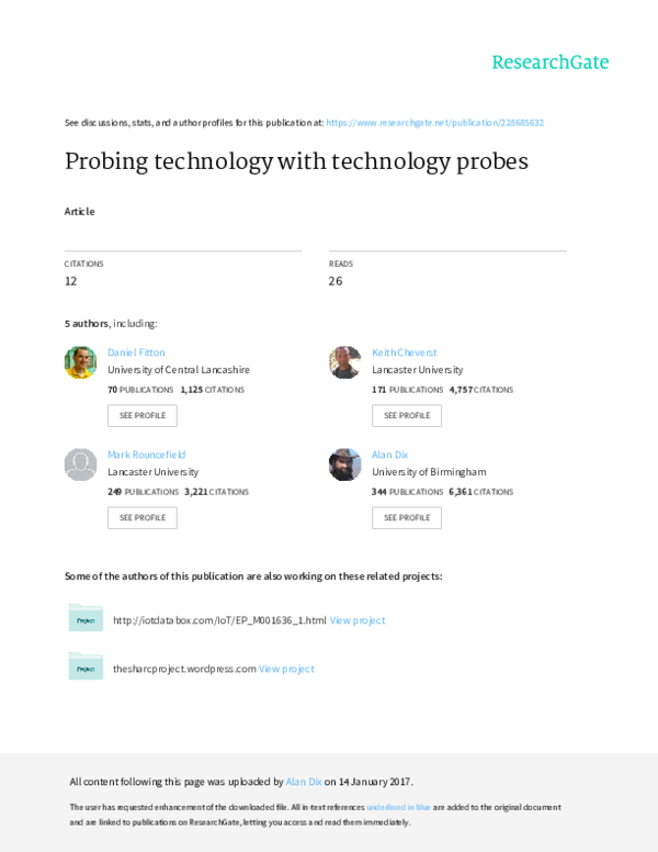 (PDF) Probing technology with technology probes