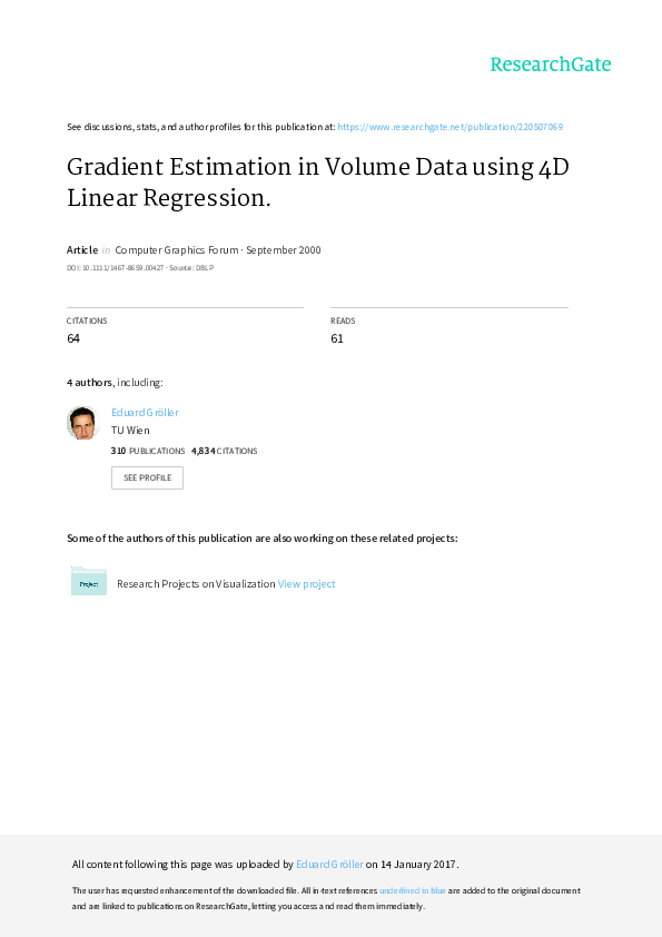 (PDF) Gradient estimation in volume data using 4D linear regression