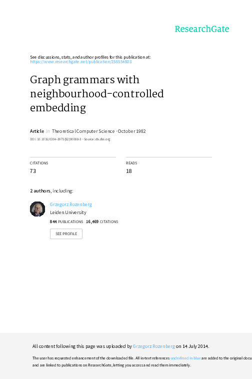 Pdf Graph Grammars With Neighbourhood Controlled Embedding