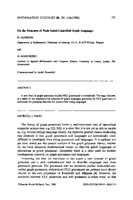 (PDF) On the structure of node-label-controlled graph languages