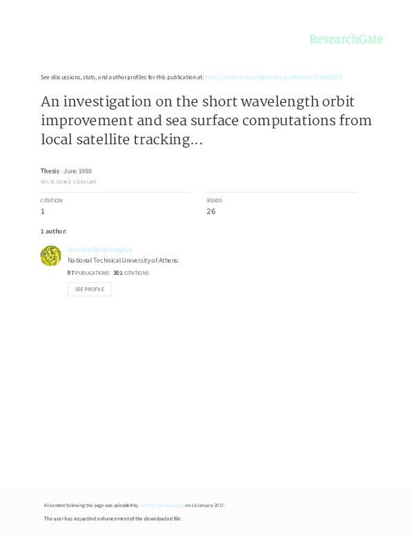 Pdf An Investigation On The Short Wavelength Orbit Improvement And Sea Surface Computations