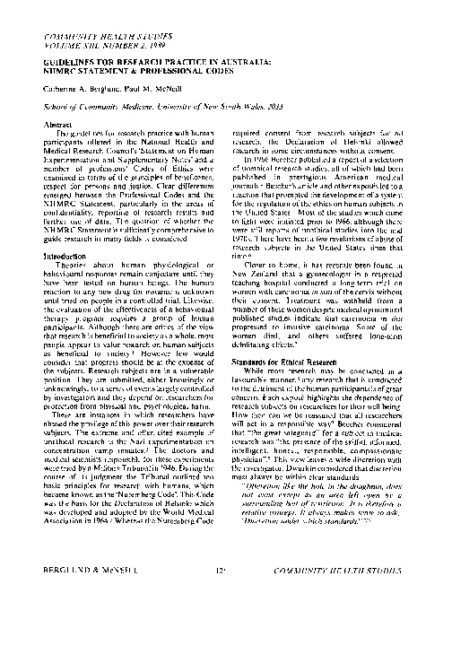 (PDF) Guidelines for Research Practice in Australia: NHMRC Statement ...