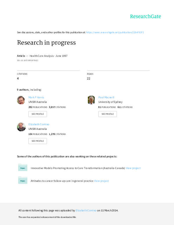 (PDF) Research in progress