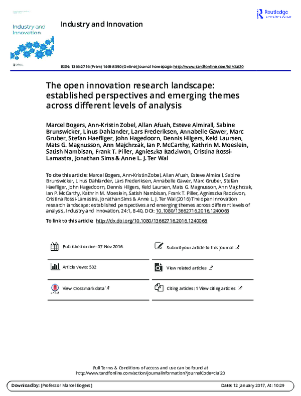 (PDF) The open innovation research landscape: established perspectives ...