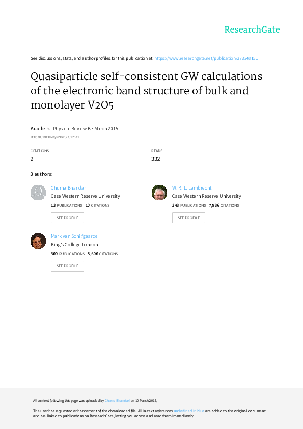 (PDF) Quasiparticle self-consistent GW calculation of the work functions of Al (111), Al (100 ...