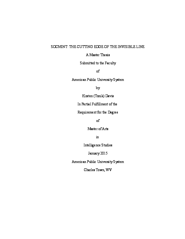 (DOC) SOCMINT: THE CUTTING EDGE OF THE INVISIBLE LINE