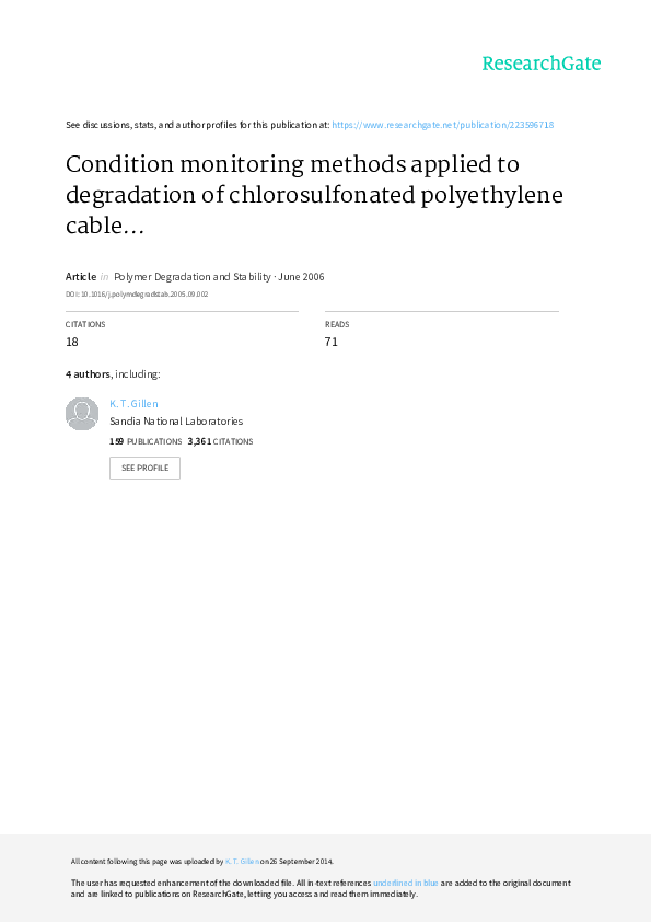 (PDF) Condition monitoring methods applied to degradation of ...