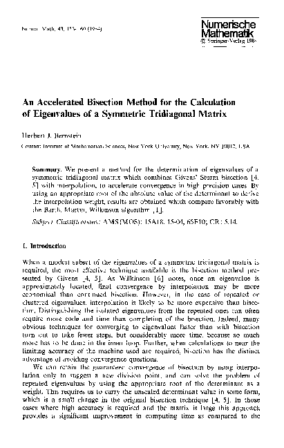 (PDF) An Accelerated Bisection Method for the Calculation of Eigenvalues of a Symmetric ...