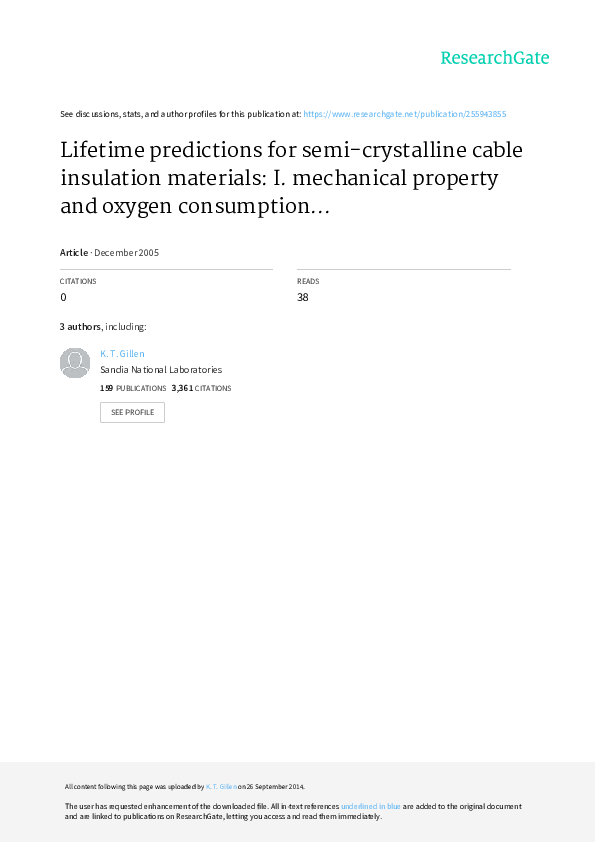 (PDF) Lifetime predictions for semi-crystalline cable insulation ...