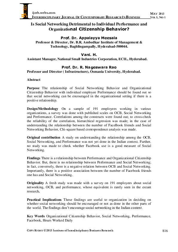 (PDF) INTERDISCIPLINARY JOURNAL OF CONTEMPORARY RESEARCH IN BUSINESS Is ...