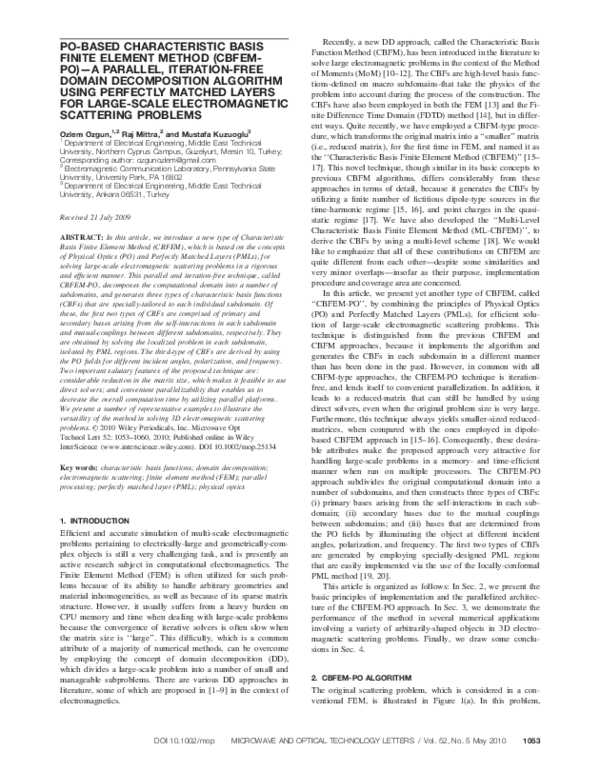 (PDF) PO‐based characteristic basis finite element method (CBFEM‐PO) A parallel, iteration‐free ...