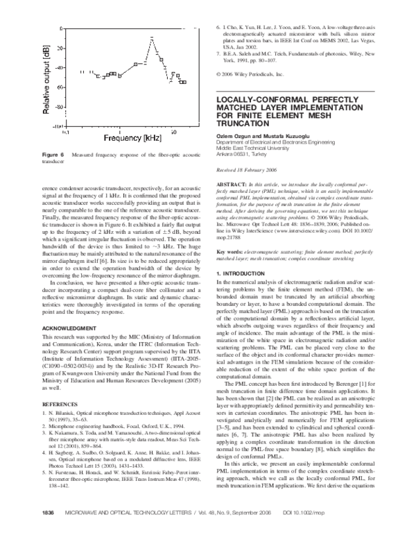(PDF) Locally‐conformal perfectly matched layer implementation for finite element mesh truncation