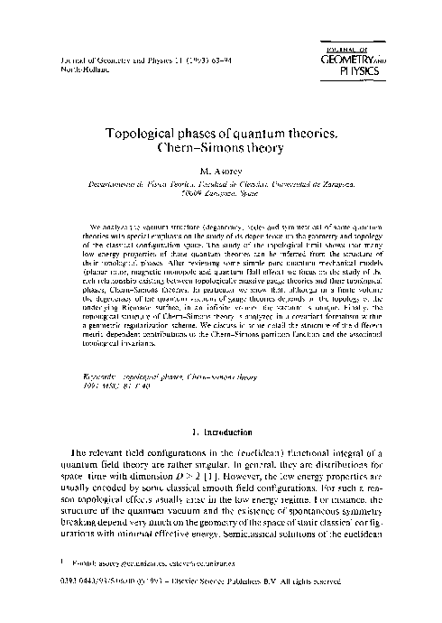 (PDF) Topological phases of quantum theories. Chern-Simons theory