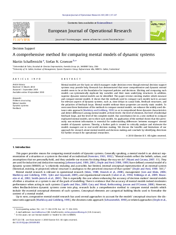 (PDF) A comprehensive method for comparing mental models of dynamic systems