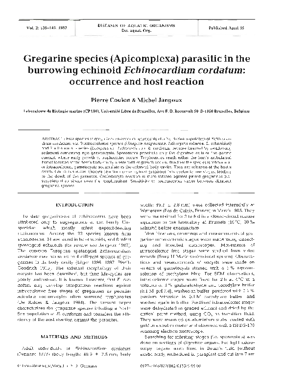 (PDF) Gregarine species (Apicomplexa) parasitic in the burrowing ...