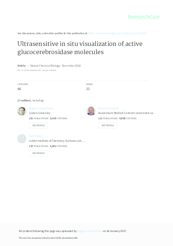 (PDF) Ultrasensitive in situ visualization of active glucocerebrosidase molecules