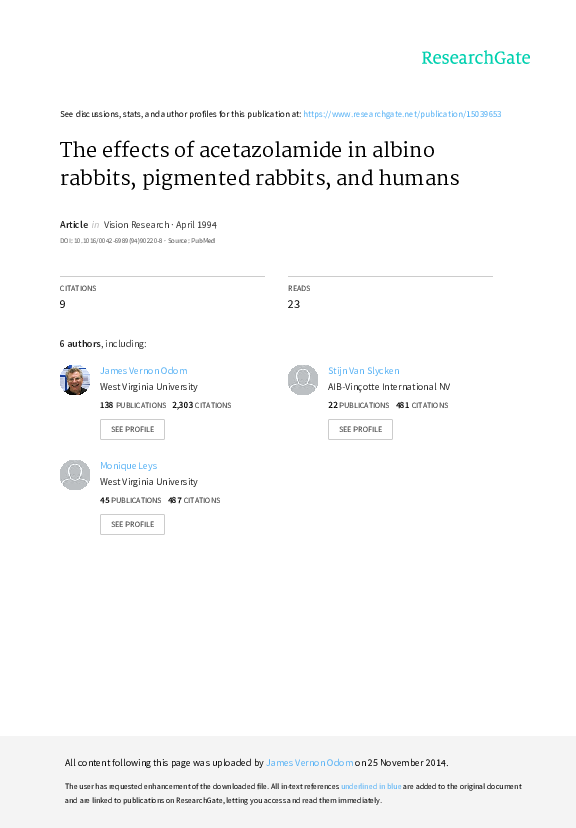(PDF) The effects of acetazolamide in albino rabbits, pigmented rabbits ...