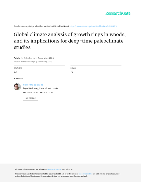 (PDF) Global climate analysis of growth rings in woods, and its ...